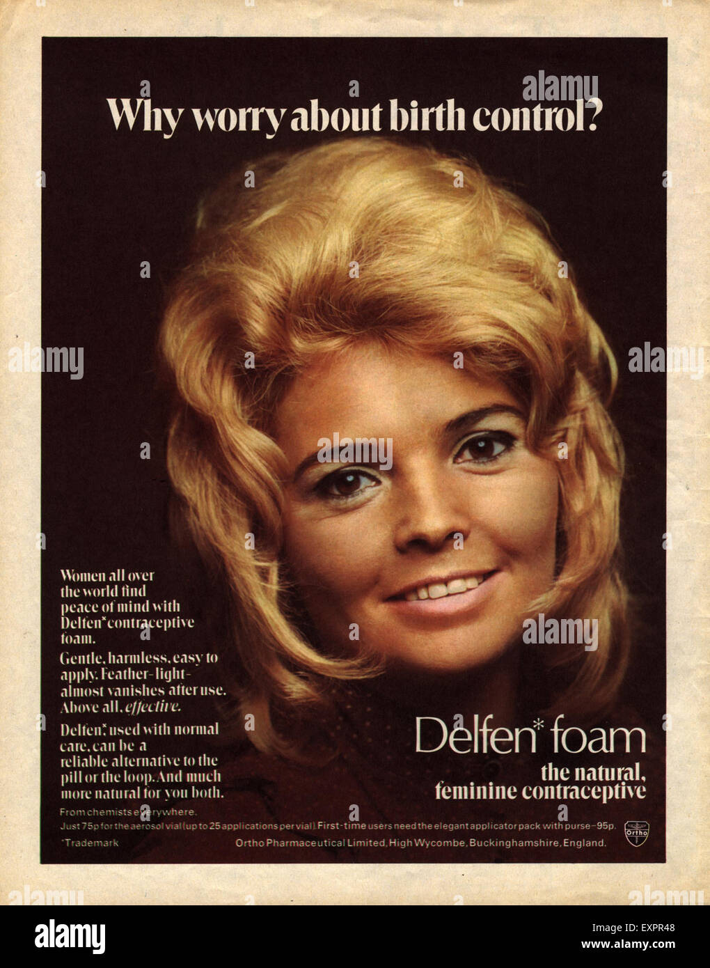 1970s UK Delfen Birth Control Magazine Advert Stock Photo - Alamy
