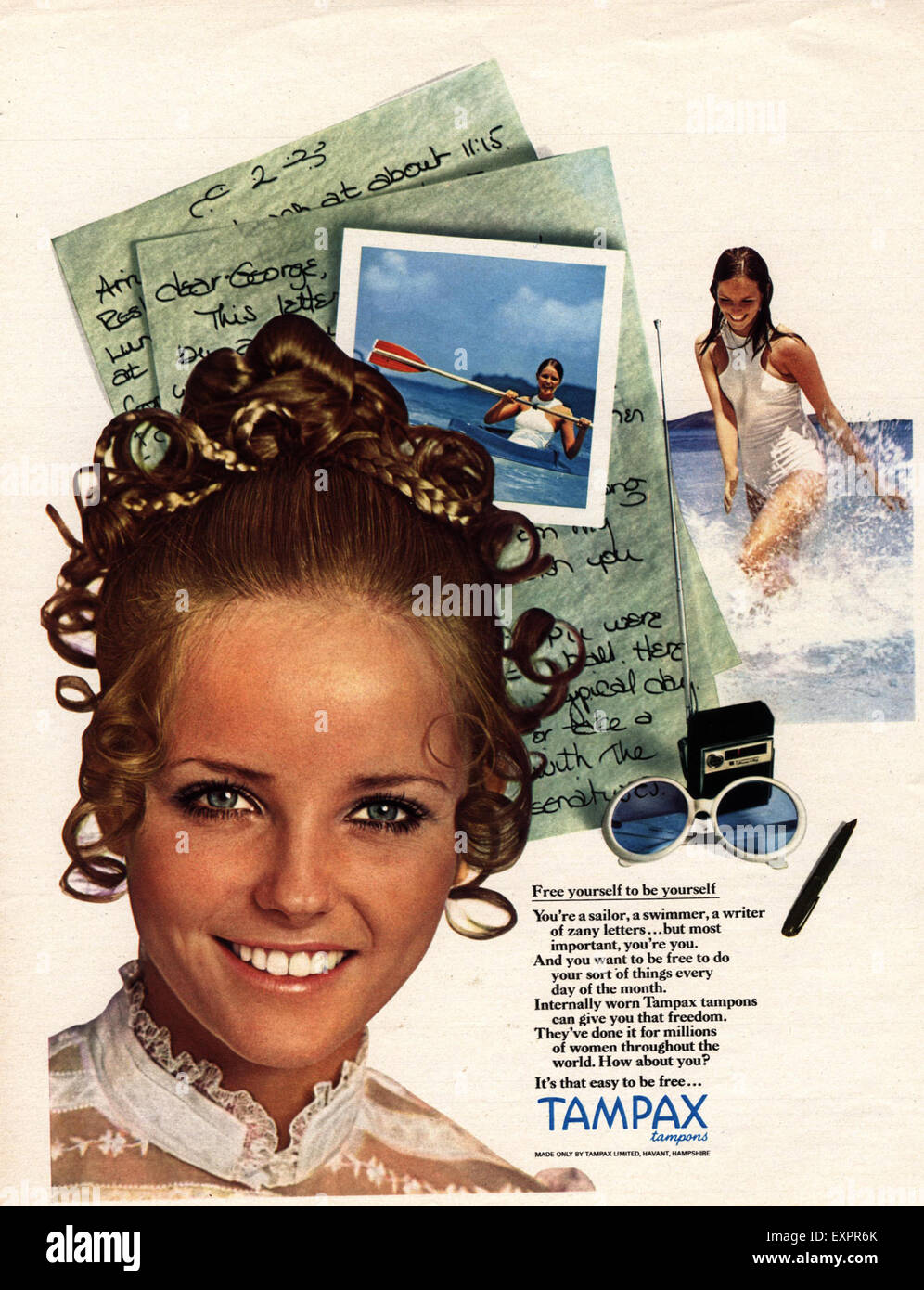 1960s UK Tampax Magazine Advert Stock Photo - Alamy