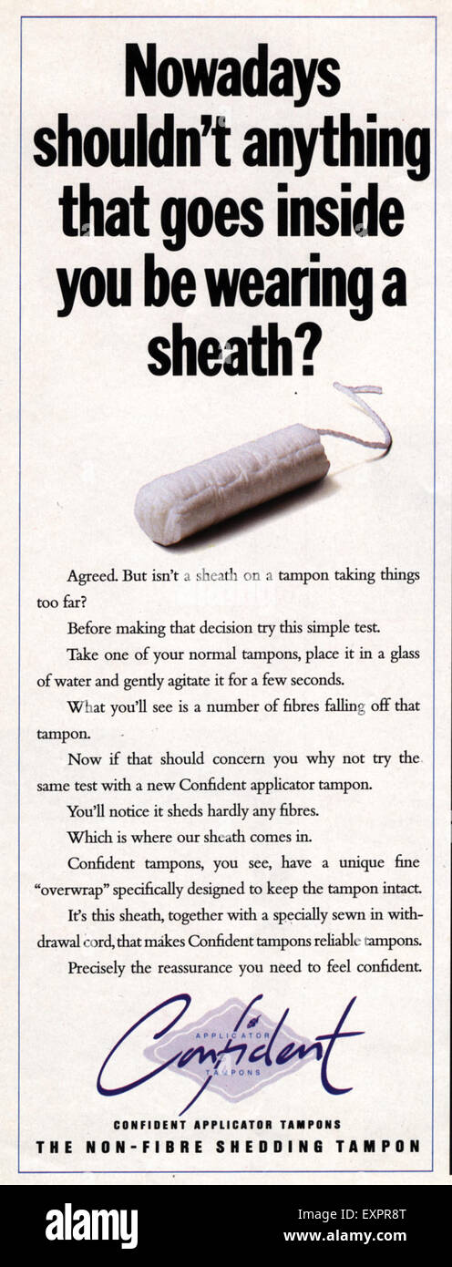 2000s UK Confident Sanitary Protection Tampons Magazine Advert Stock ...