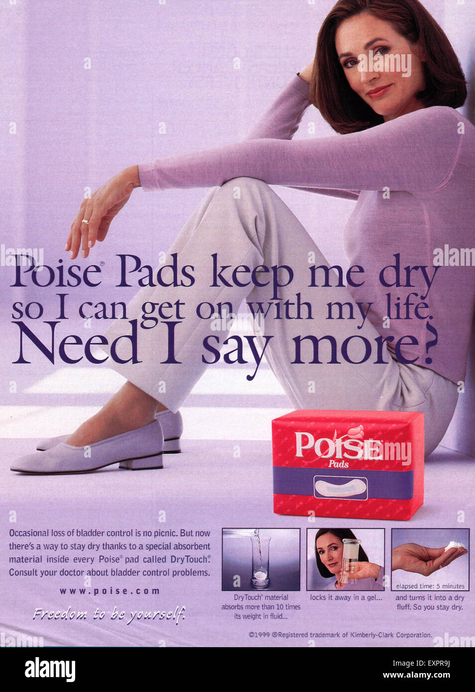 1990s USA Poise Sanitary Protection Magazine Advert Stock Photo - Alamy