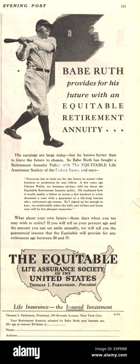 1930s USA Equitable Insurance Magazine Advert Stock Photo - Alamy