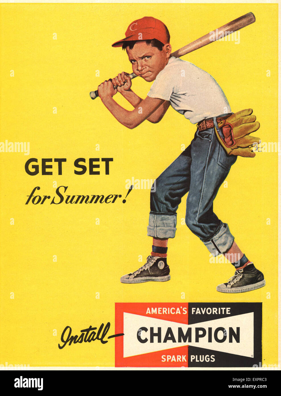 1950s USA Champion Spark Plugs Magazine Advert Stock Photo - Alamy