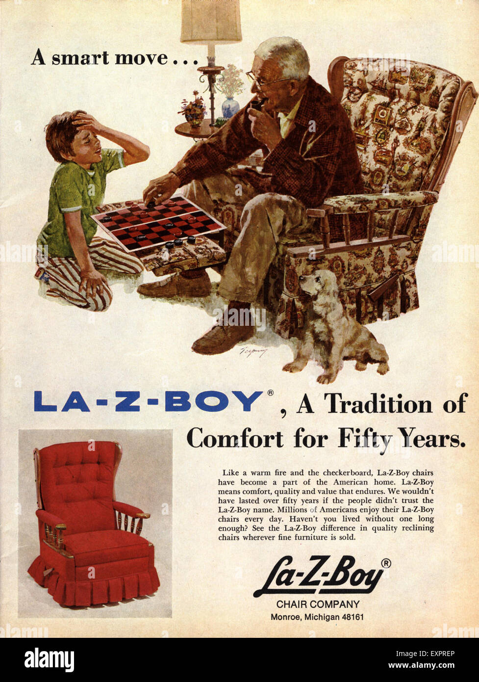 1950s USA La-Z-Boy Chairs Checkers Magazine Advert Stock Photo - Alamy