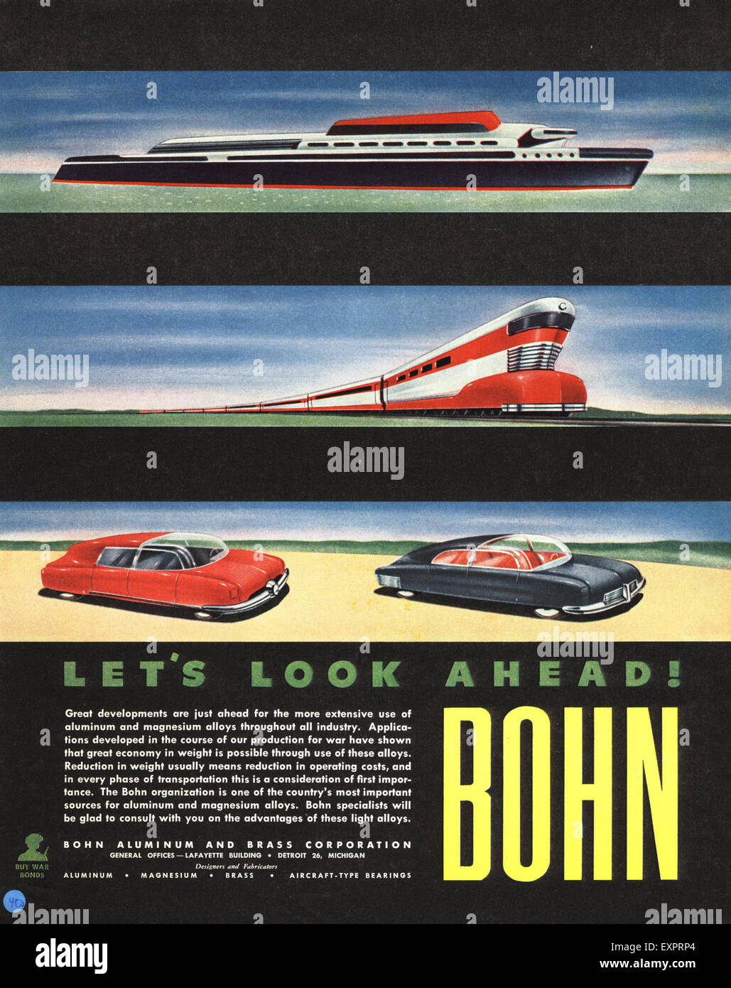 1940s USA Bohn Aluminium Corporation Magazine Advert Stock Photo - Alamy