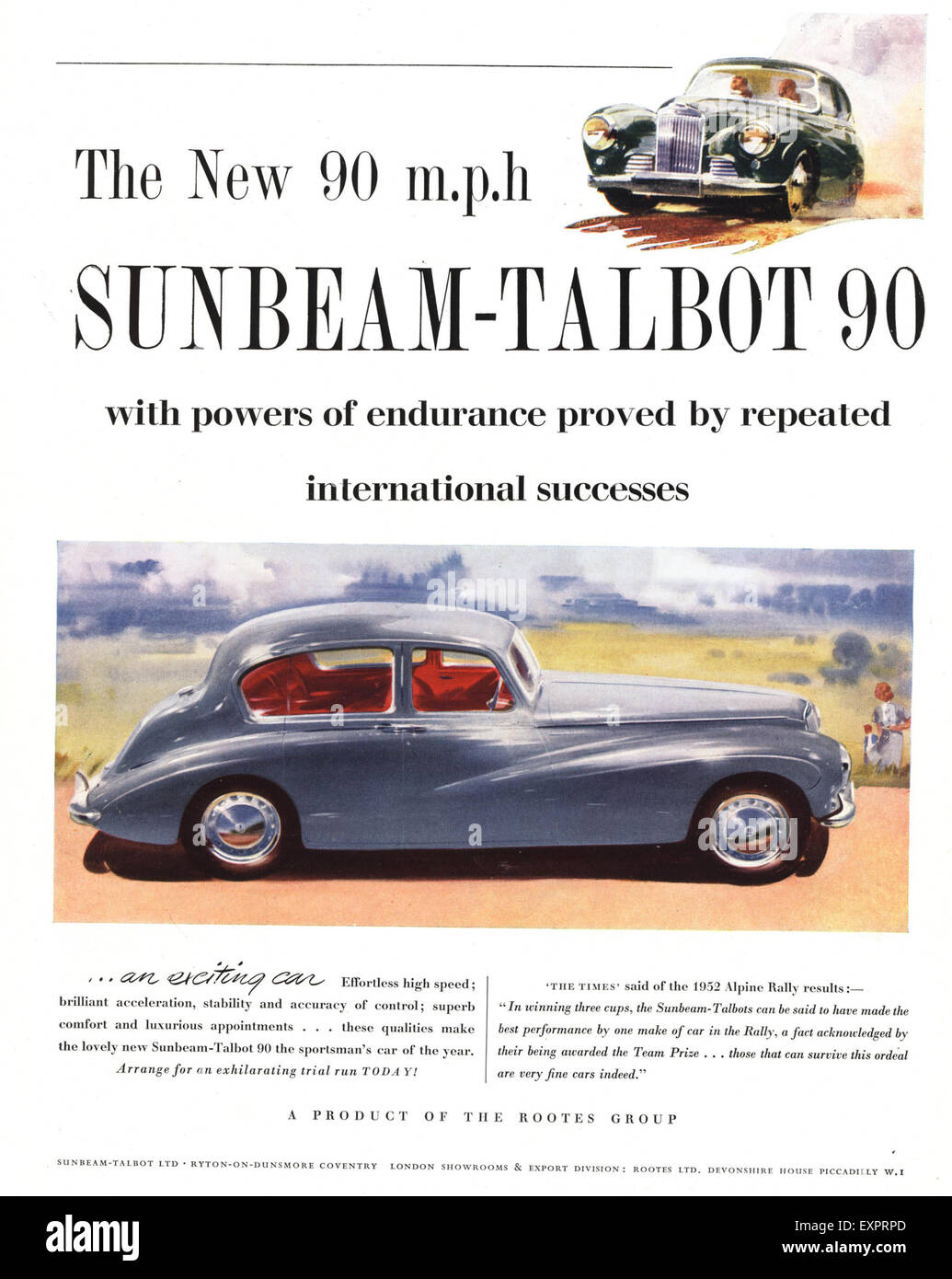 1950s UK Sunbeam-Talbot Magazine Advert Stock Photo - Alamy