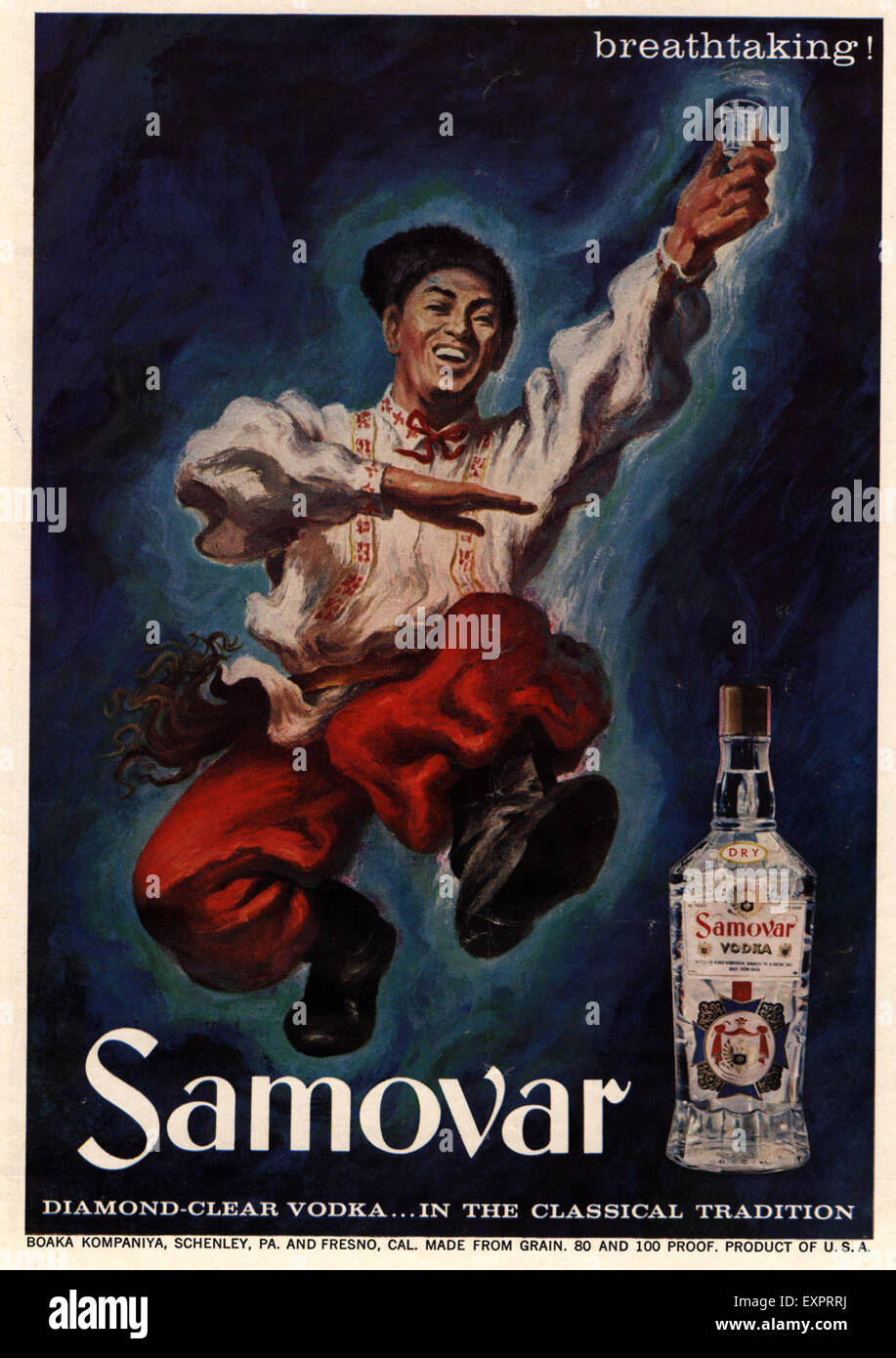 1950s USA Samovar Vodka Magazine Advert Stock Photo - Alamy