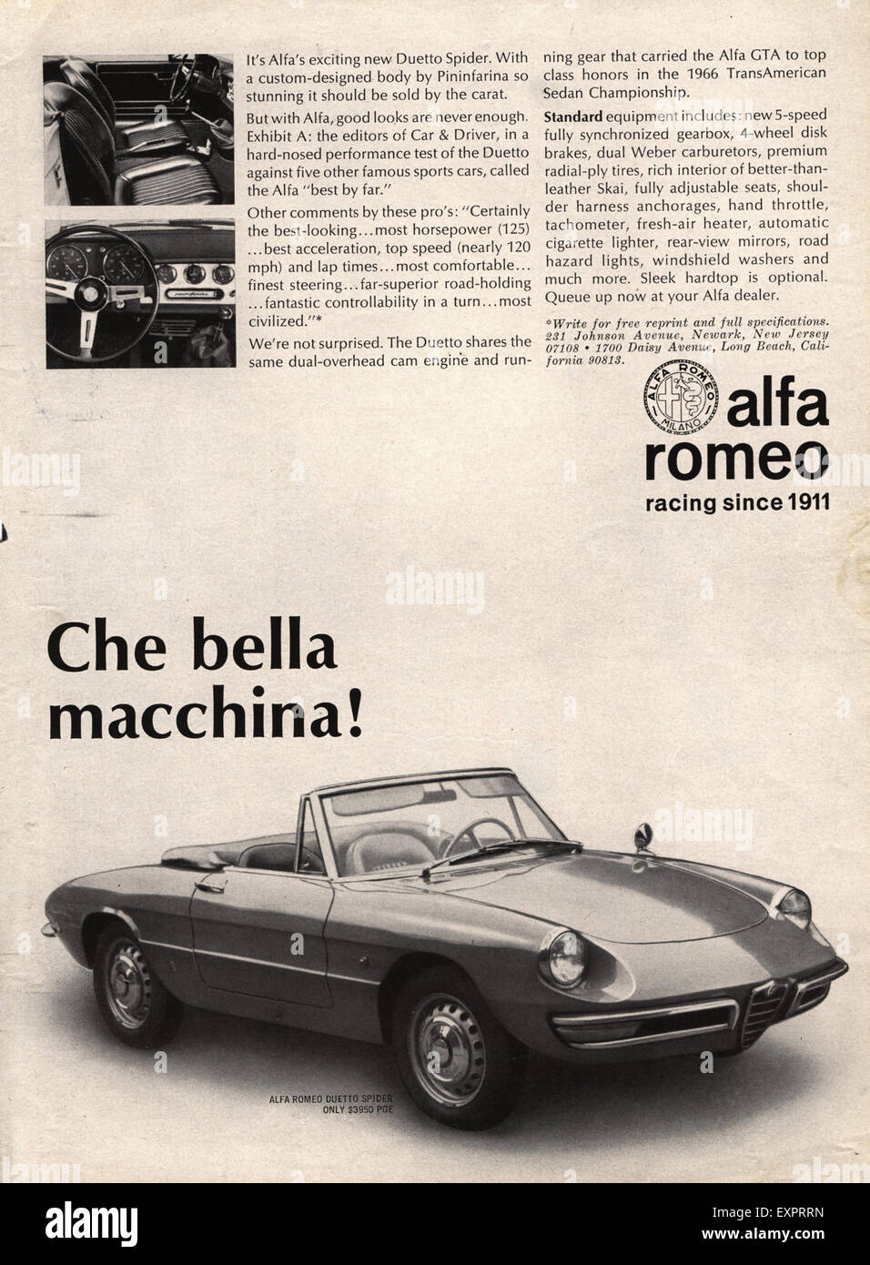 1960s UK Alfa Romeo Magazine Advert Stock Photo - Alamy
