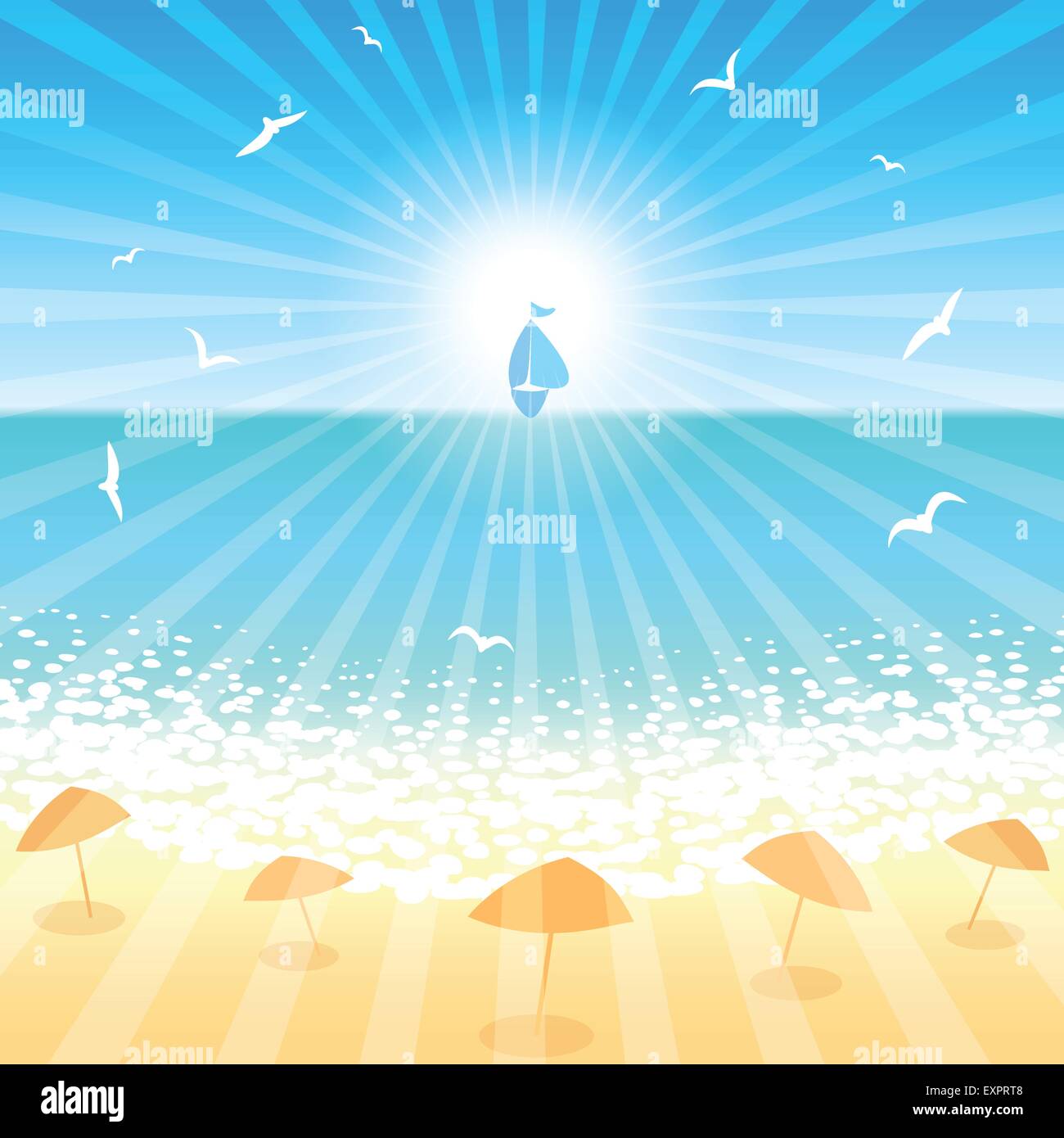 Sand beach at sunset time Stock Vector Image & Art - Alamy