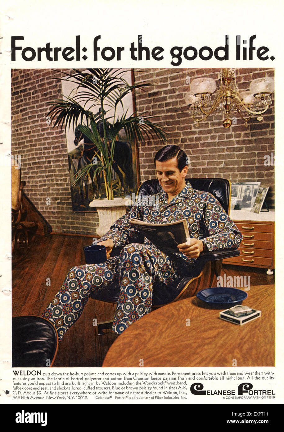 1960s UK Celanese Fortrel Magazine Advert Stock Photo - Alamy