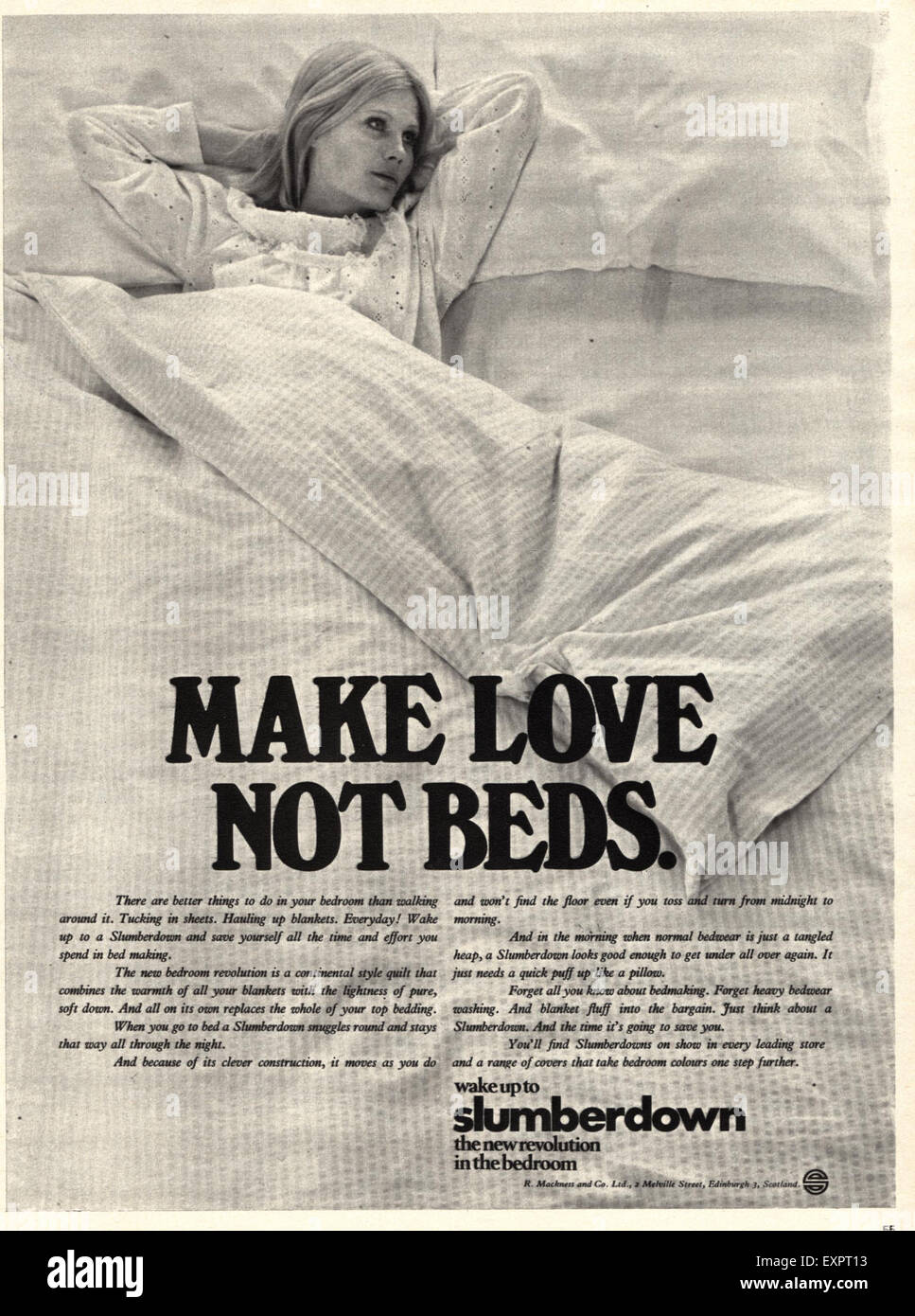 1960s UK Slumberdown Magazine Advert Stock Photo - Alamy