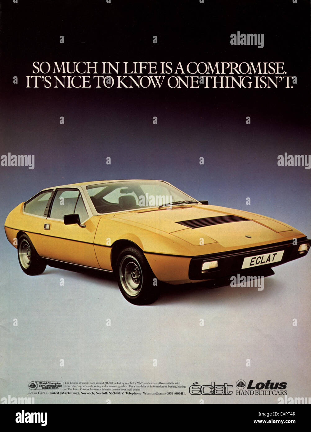 1970s UK Lotus Eclat Cars Magazine Advert Stock Photo - Alamy