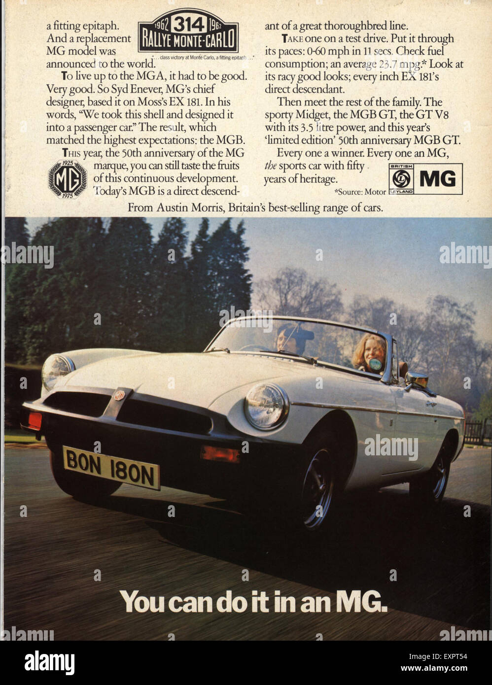 1970s UK MG MGB Magazine Advert Stock Photo - Alamy