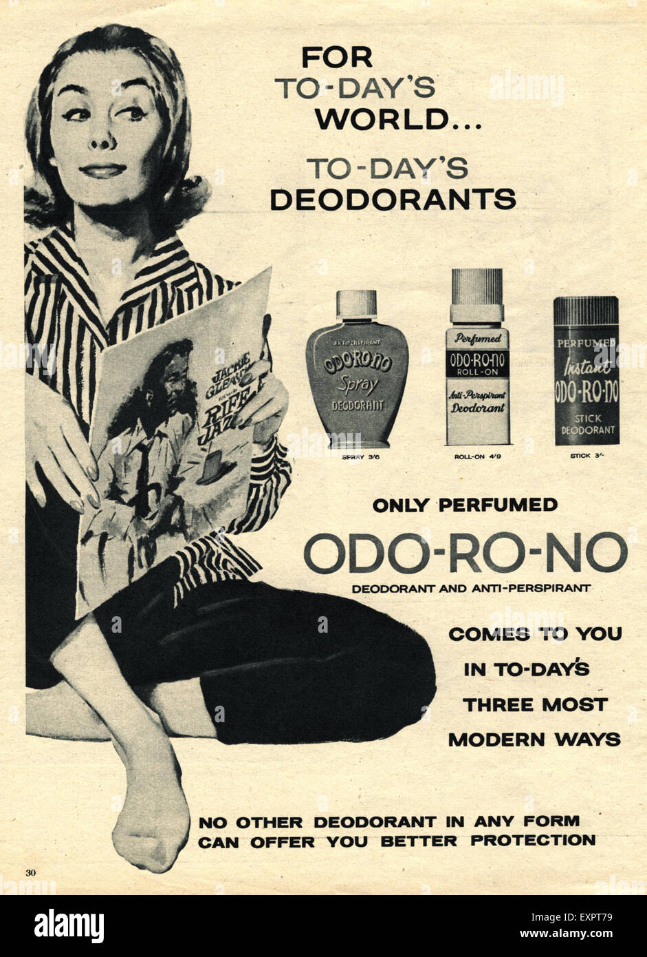 1950s USA Odo-Ro-No Deodorants Magazine Advert Stock Photo - Alamy