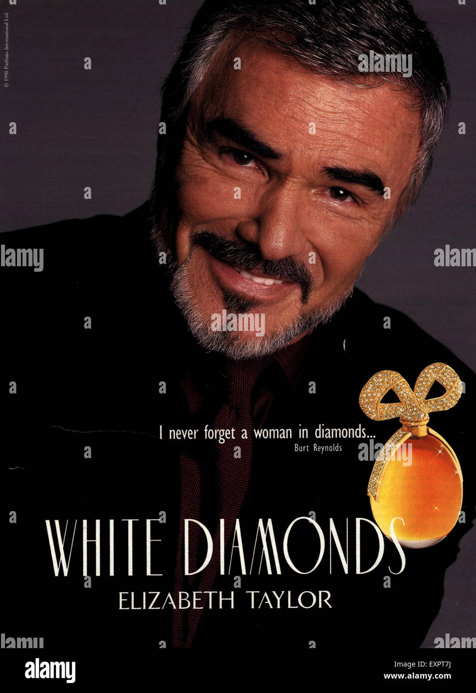 1990s UK White Diamonds by Elizabeth Taylor Magazine Advert Stock Photo ...