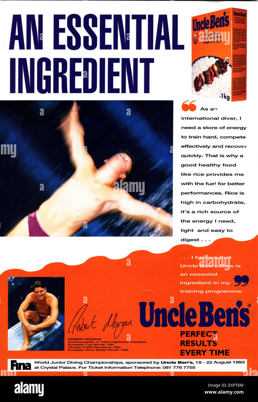 1990s UK Uncle Bens Magazine Advert Stock Photo - Alamy