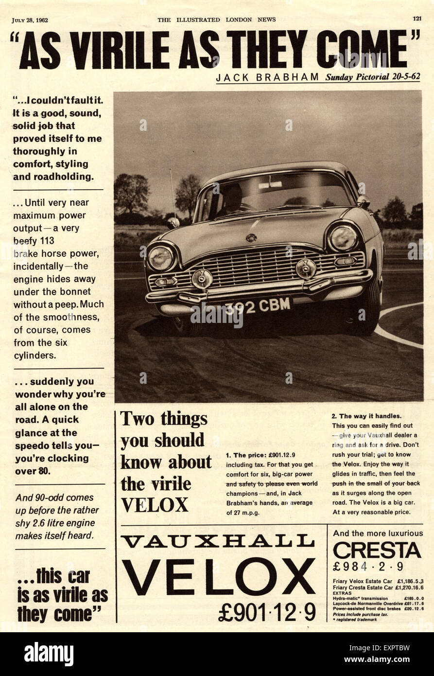 1960s UK Vauxhall Velox Magazine Advert Stock Photo - Alamy