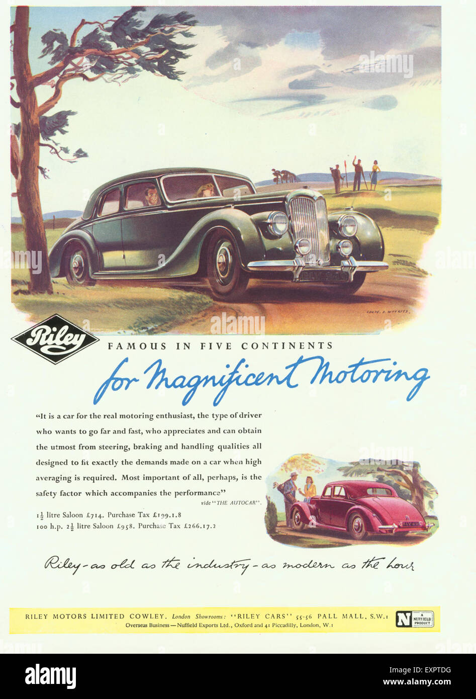 1940s UK Riley Magazine Advert Stock Photo - Alamy