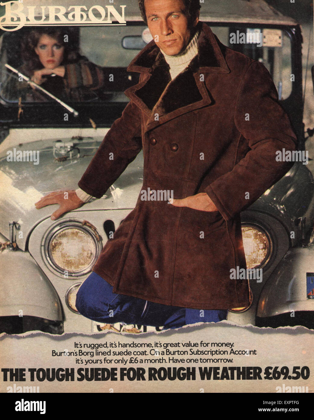 1970s UK Burtons Sheepskin Coats Magazine Advert Stock Photo - Alamy