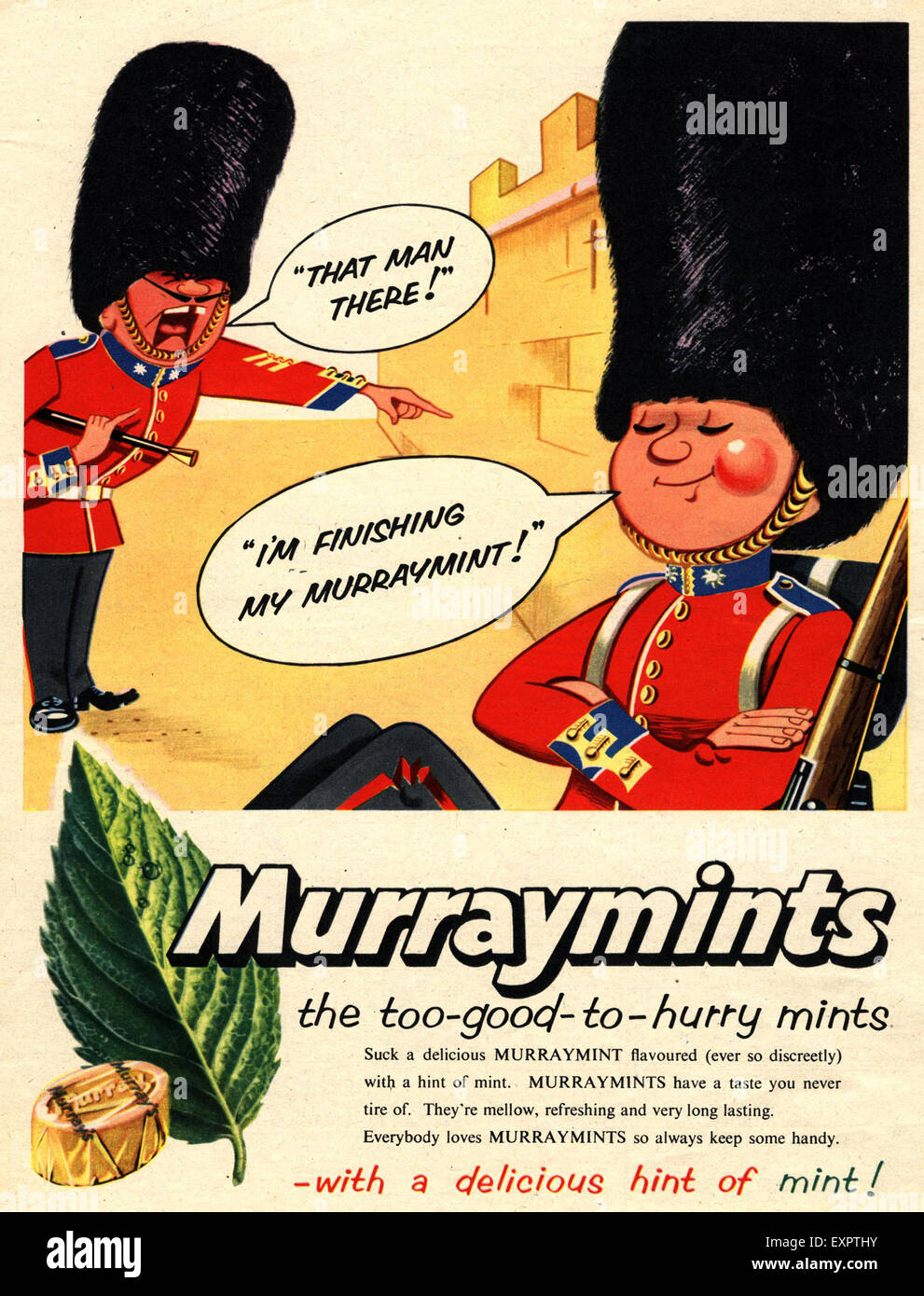 1950s UK Murraymints Magazine Advert Stock Photo - Alamy
