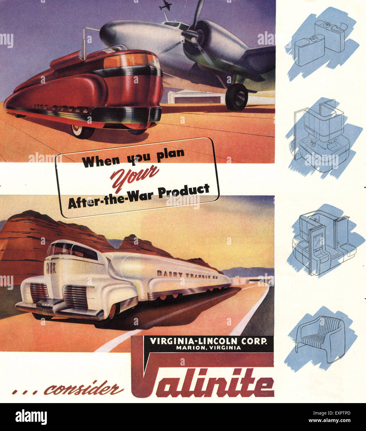 1940s USA Futuristic Transport Magazine Advert Stock Photo - Alamy