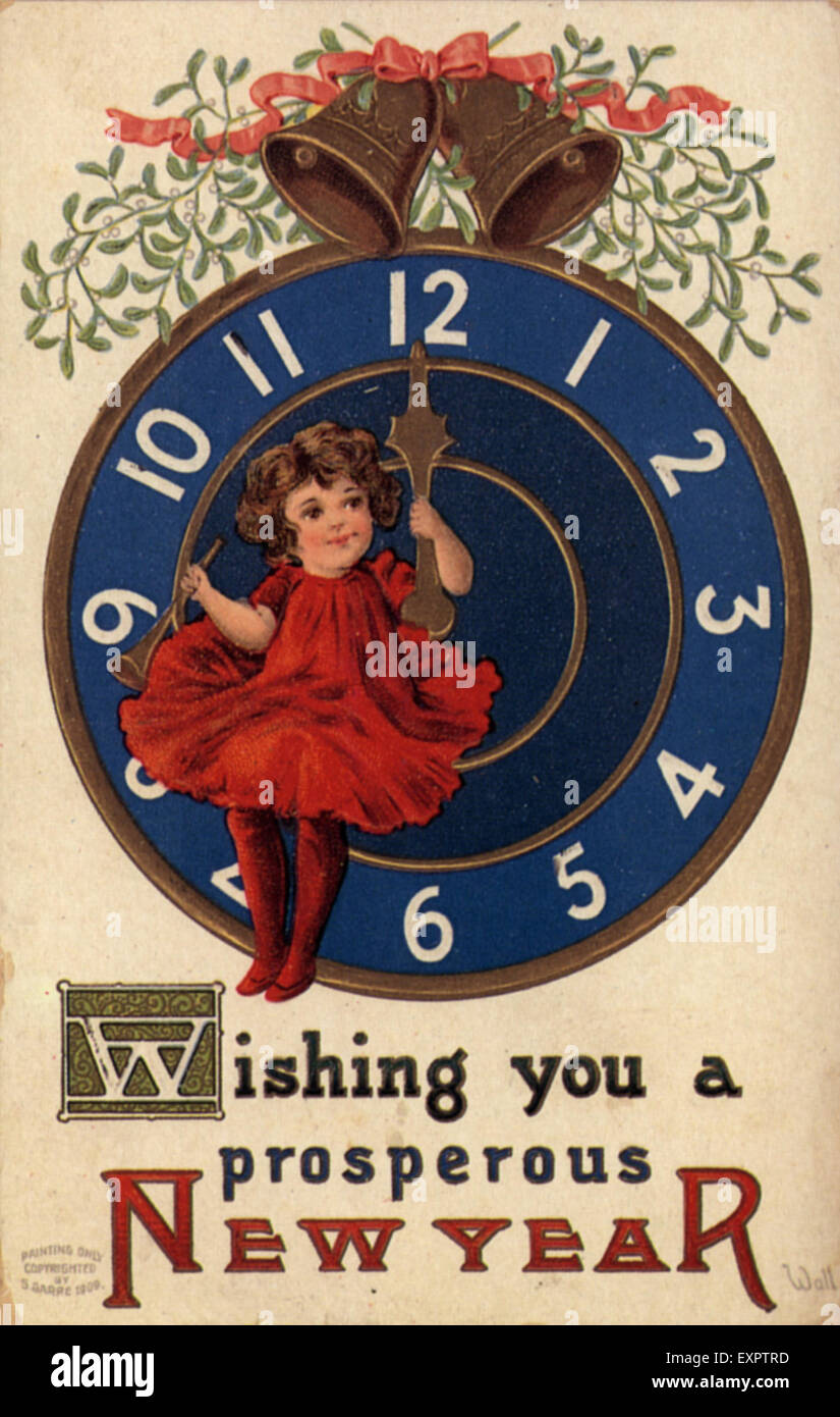 1900s USA New Year's Greetings Card Stock Photo - Alamy