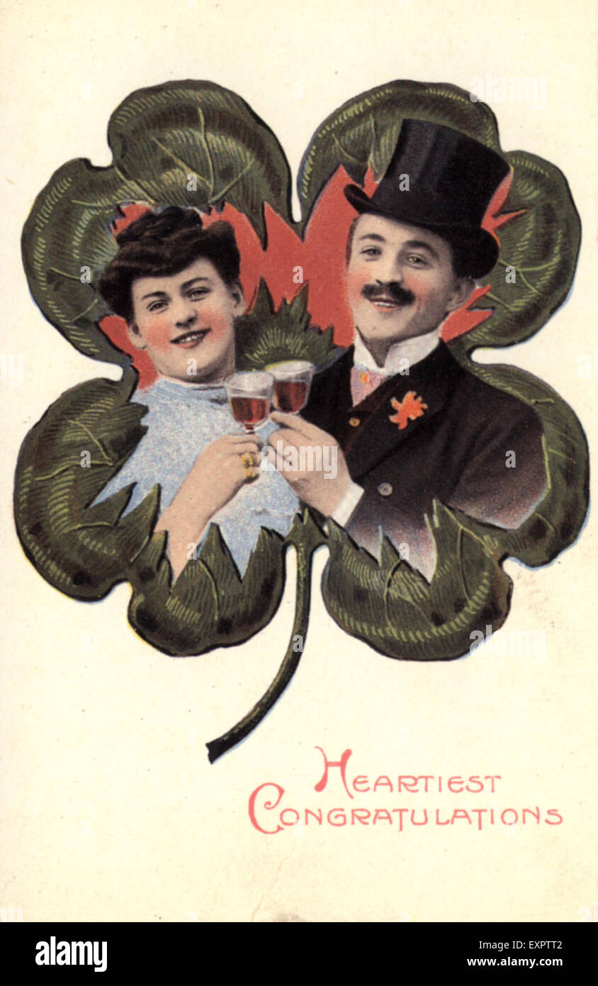 1890s UK Irish Heartiest Congratulations Greetings Card Stock Photo - Alamy
