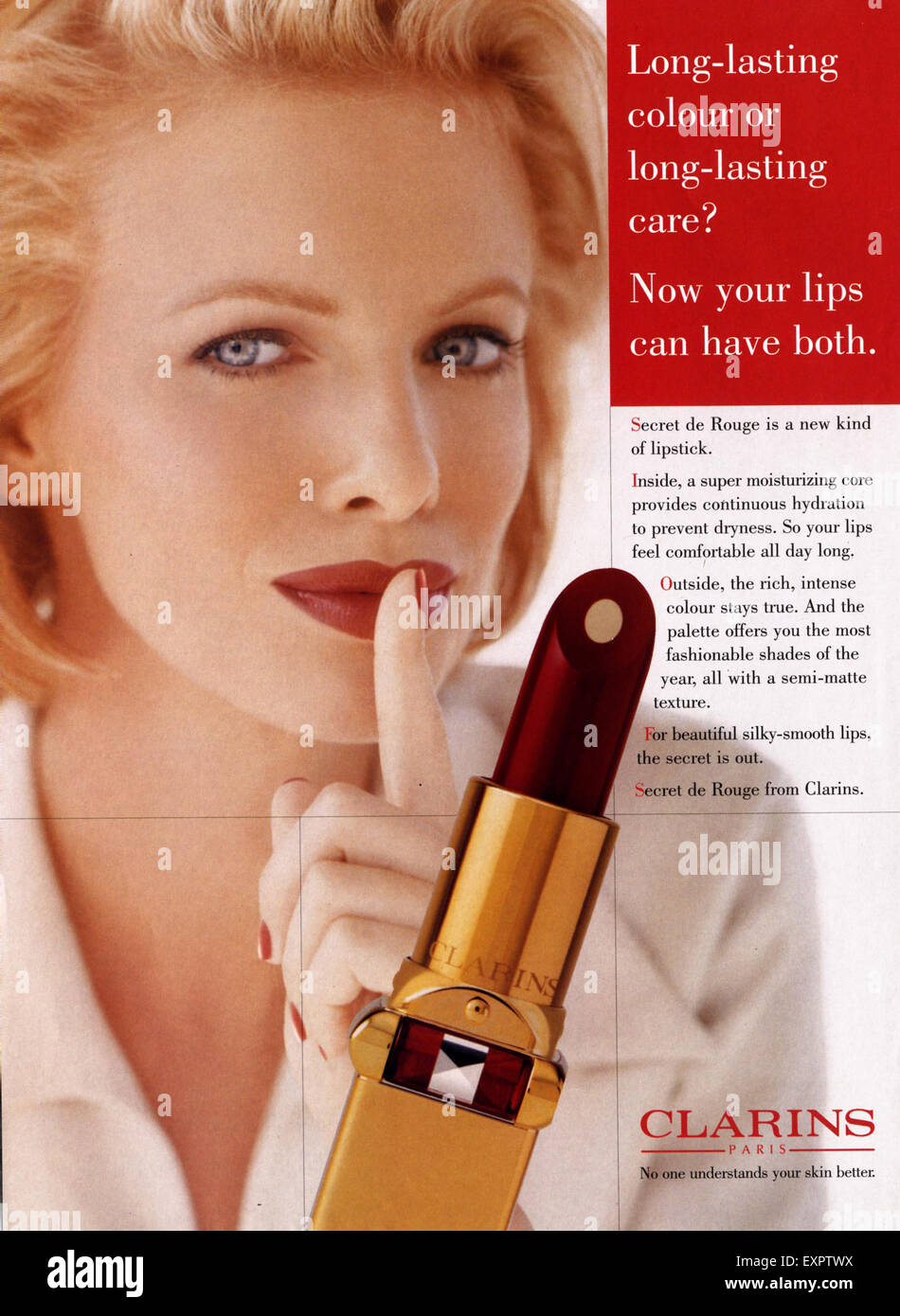 1990s UK Clarins Magazine Advert Stock Photo - Alamy