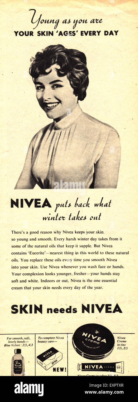 1950s UK Nivea Magazine Advert Stock Photo - Alamy