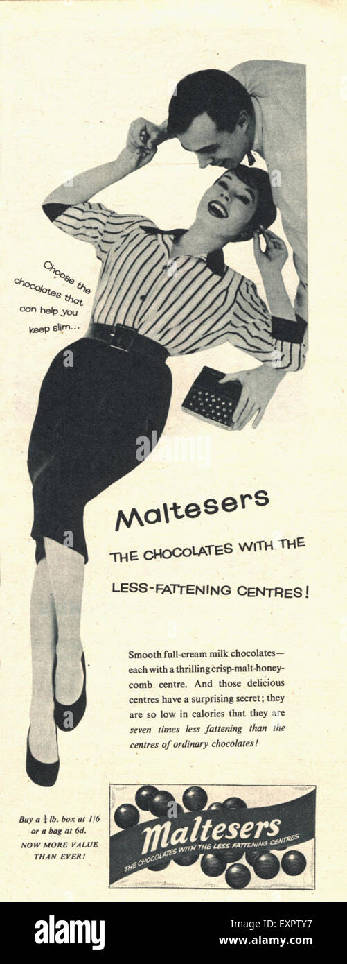 1960s UK Maltesers Magazine Advert Stock Photo - Alamy