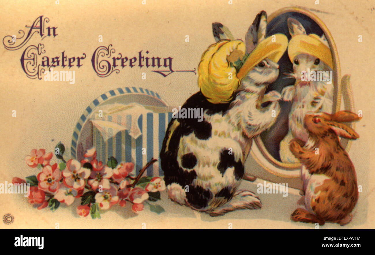 1900s USA Easter Bunnies Day Cards Greetings Card Stock Photo - Alamy