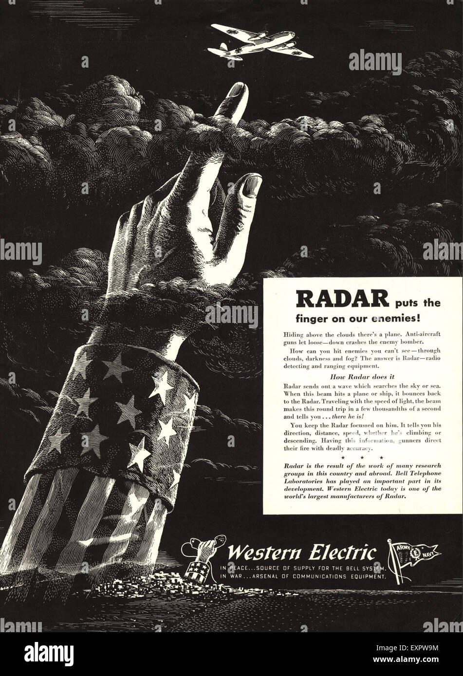 1940s USA Radar Western Electric Magazine Advert Stock Photo - Alamy