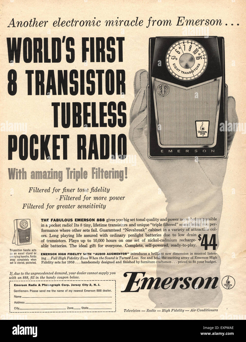 1950s USA Emerson Magazine Advert Stock Photo - Alamy