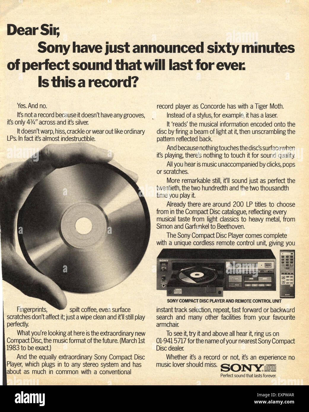 1980s UK Sony Magazine Advert Stock Photo - Alamy