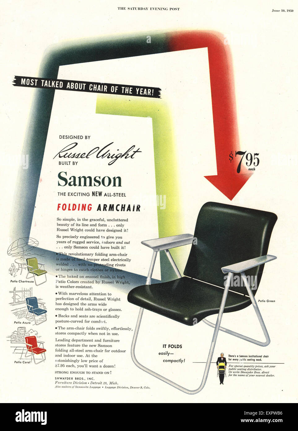 1950s USA Samson Chairs Magazine Advert Stock Photo - Alamy