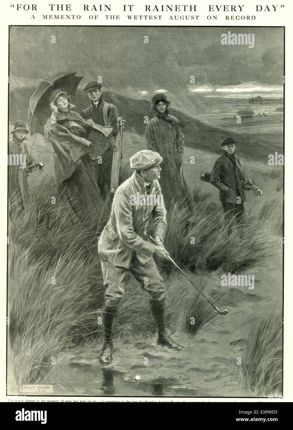 1920s UK Golf in the Rain Magazine Plate Stock Photo - Alamy