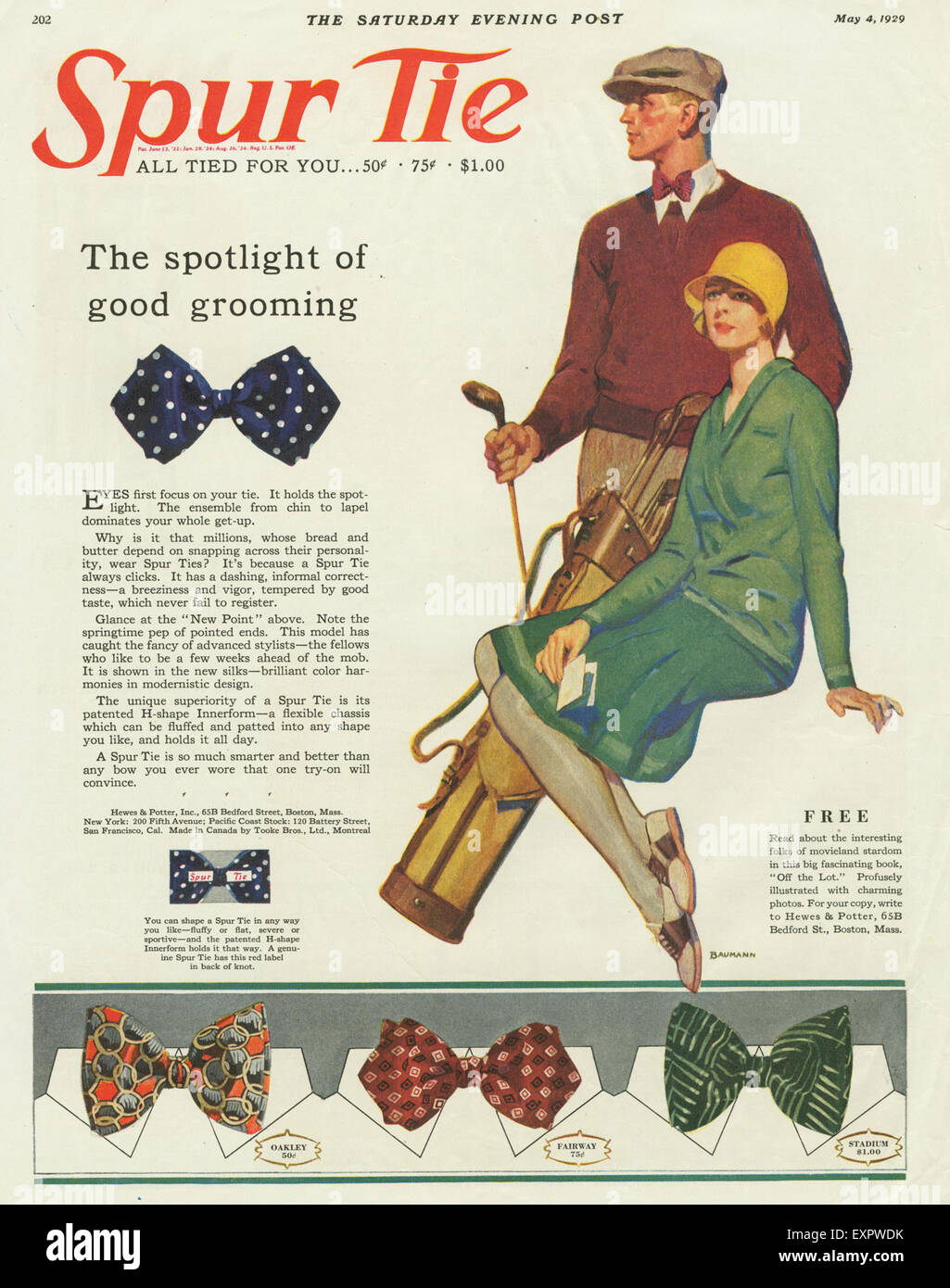 1920s USA Golf Sports Wear Spur Ties Magazine Advert Stock Photo - Alamy