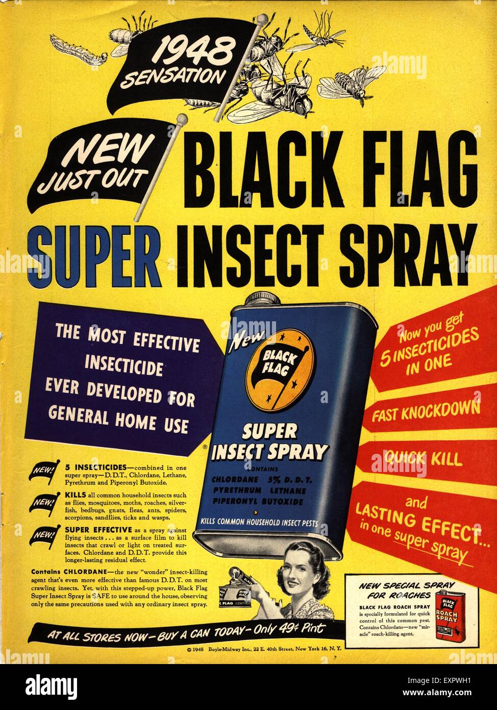 1940s USA Insect Spray Magazine Advert Stock Photo - Alamy
