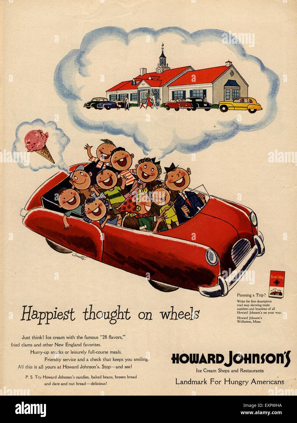 1940s USA Howard Johnson's Magazine Advert Stock Photo - Alamy