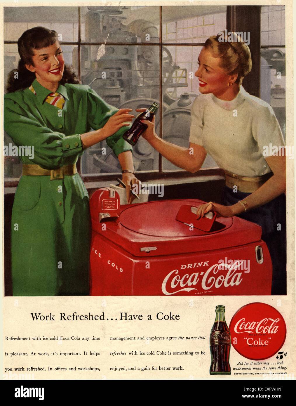 1940s USA Coca-Cola Magazine Advert Stock Photo - Alamy