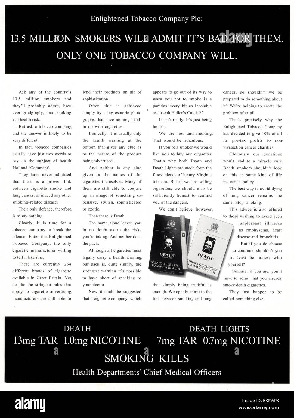 1990s UK Anti-smoking Magazine Advert Stock Photo - Alamy