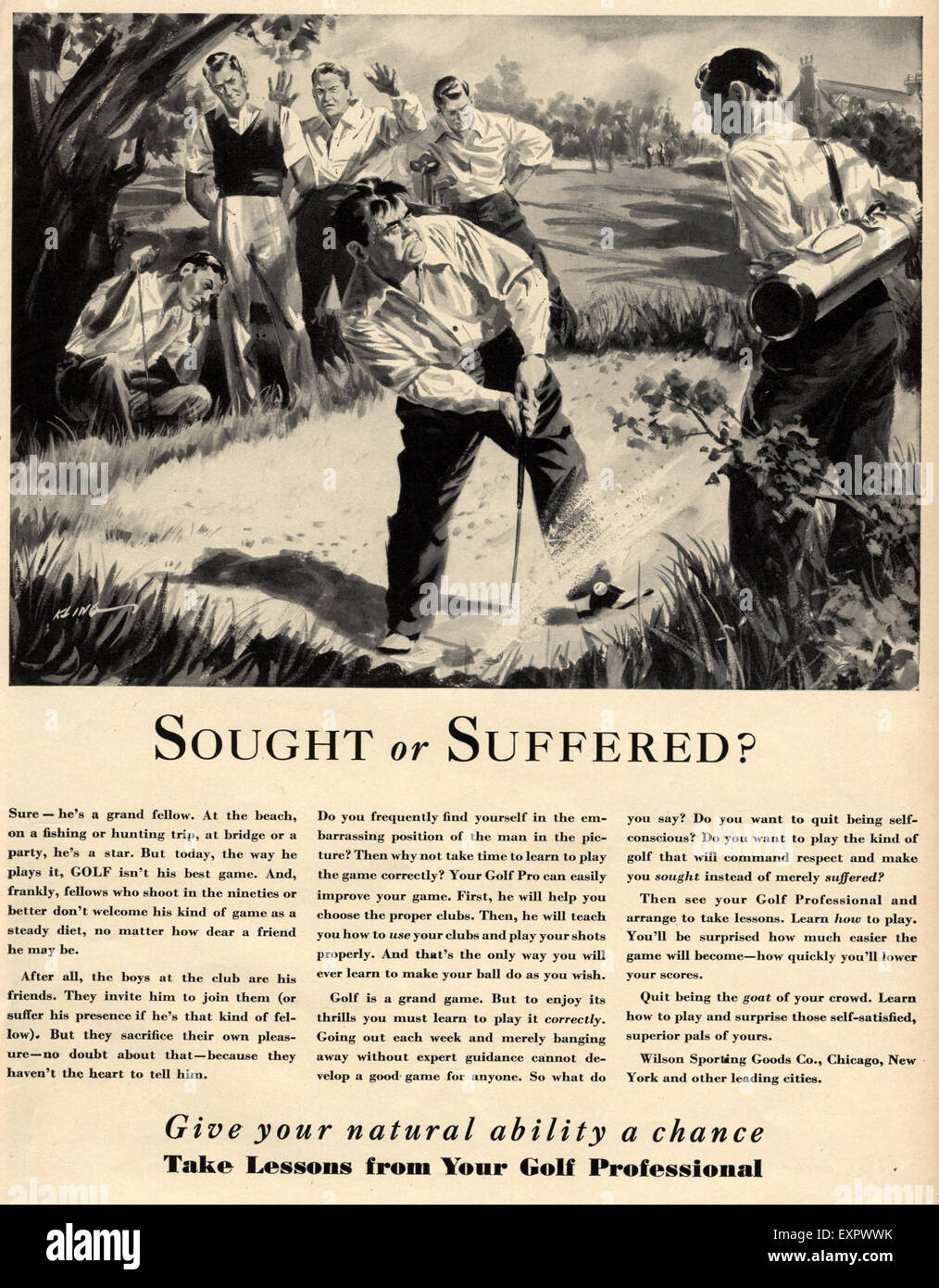 1950s USA Golf Lessons Magazine Advert Stock Photo - Alamy
