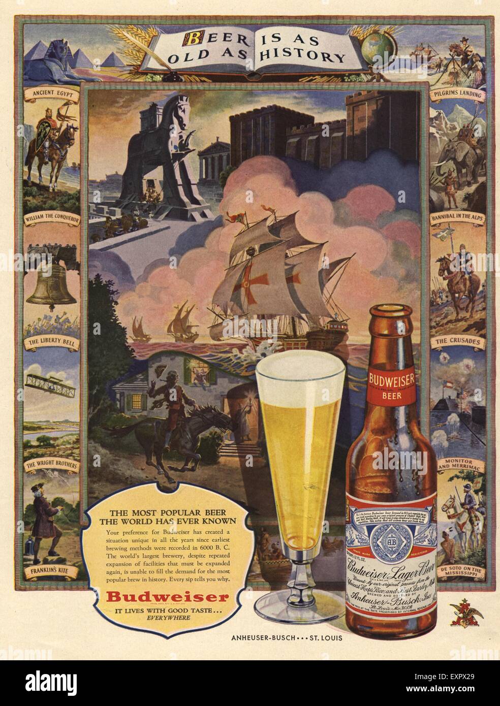 1940s USA Budweiser Magazine Advert Stock Photo - Alamy
