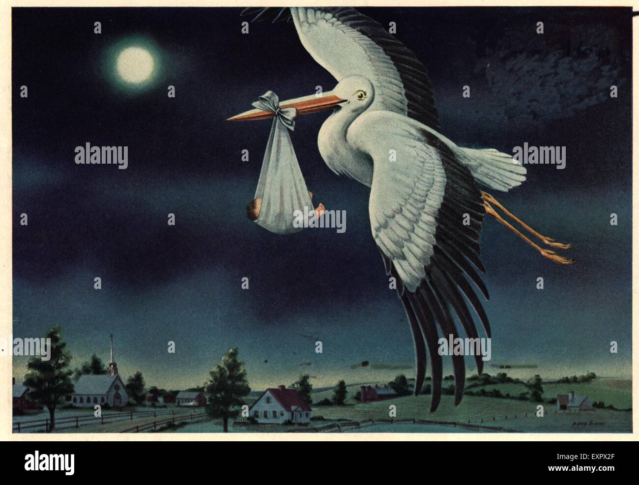 1940s USA Storks New Babies Magazine Advert Stock Photo - Alamy