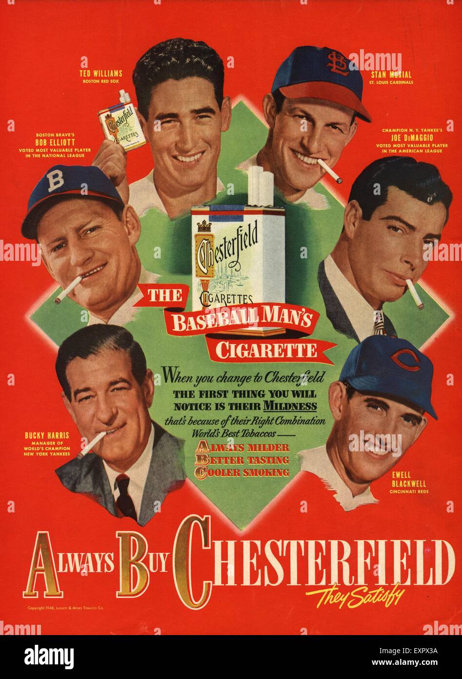 1940s USA Chesterfield Magazine Advert Stock Photo - Alamy