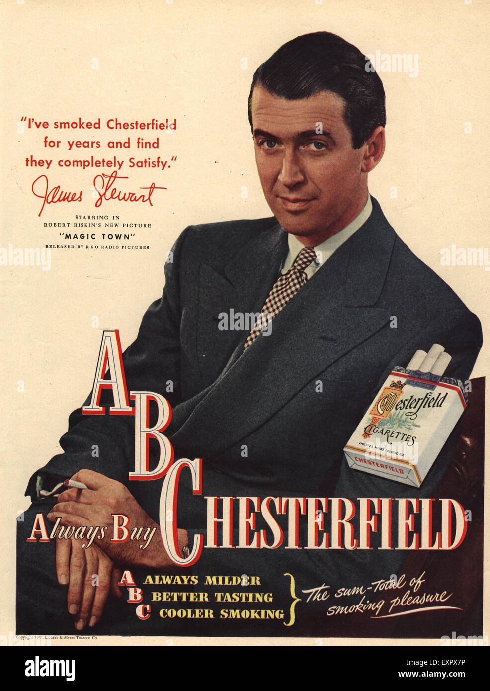 1940s USA Chesterfield Magazine Advert Stock Photo - Alamy