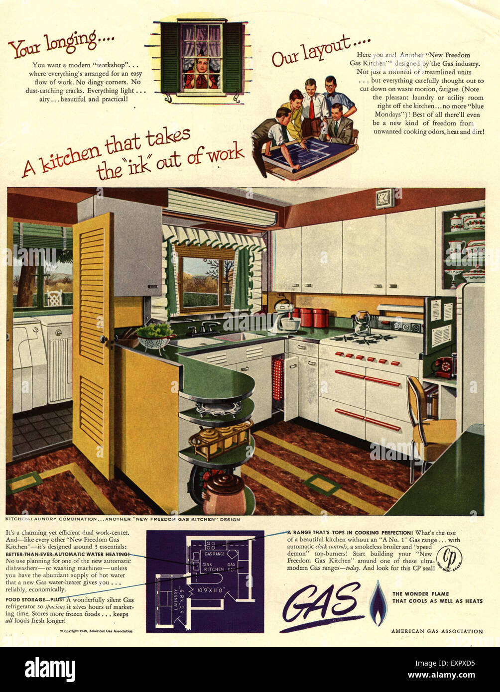 1940s USA Fitted Kitchens Magazine Advert Stock Photo - Alamy