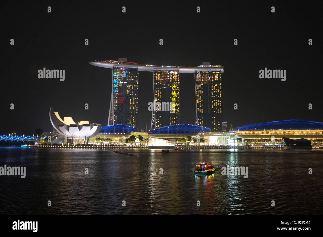 Singapore city color and lighting scene at night Stock Photo - Alamy