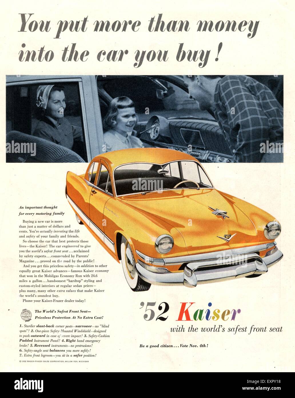 1950s USA Kaiser Cars Magazine Advert Stock Photo - Alamy