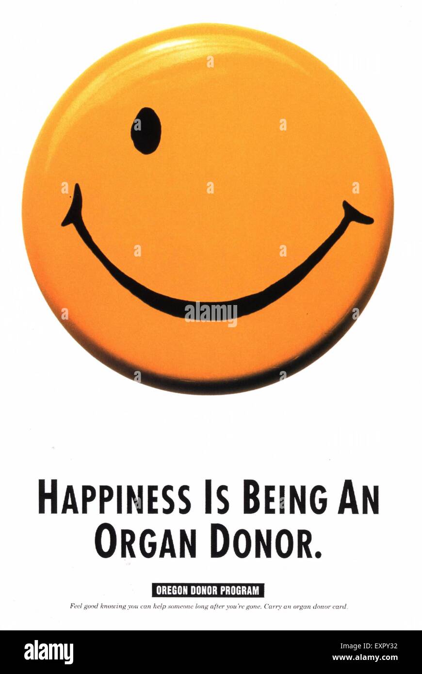 1980s USA Organ Donor Programme Magazine Advert Stock Photo - Alamy