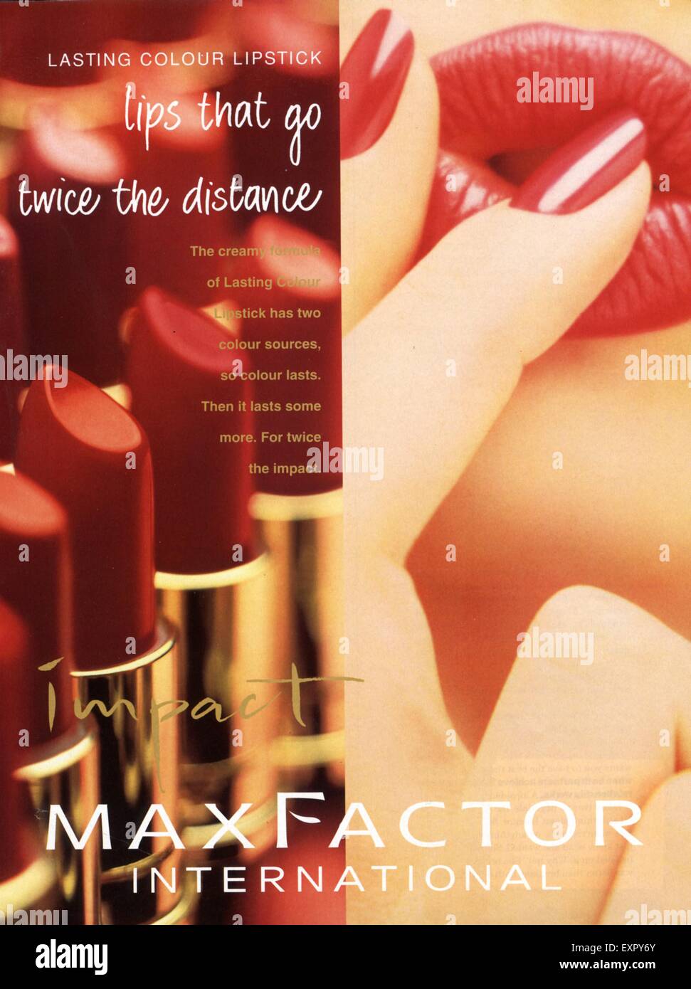 1990s UK Max Factor Magazine Advert Stock Photo - Alamy